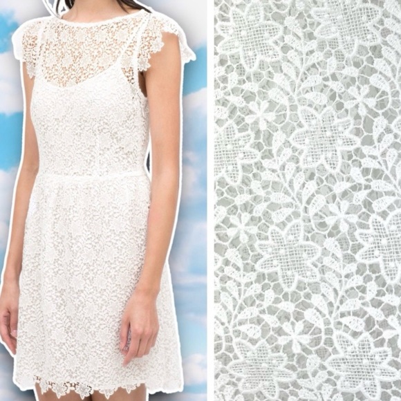 Zara | Dresses | Zara Floral Lace Overlay Mini Dress Graduation Bridal ...
